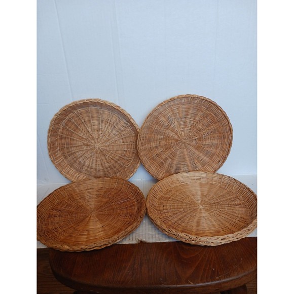 Rattan | Dining | Vintage Wicker Rattan Paper Plate Holders Set Of 6 ...